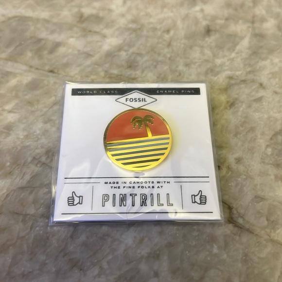 Fossil | Jewelry | Hpnwt Fossil By Pintrill Sunset Enamel Pin | Poshmark